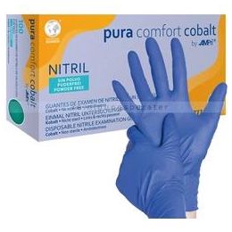 Nitrilhandschuhe Ampri pura comfort cobalt S Gr. 7, puderfrei, untsterile Nitrilhandschuhe, 100 Stück/Box