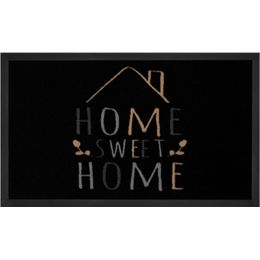 Fußmatte Sweet Home 2, Hanse Home, rechteckig, Höhe: 5 mm, mit Spruch, Schrift Design, waschbar, Robust, Pflegeleicht, Rutschfest, schwarz