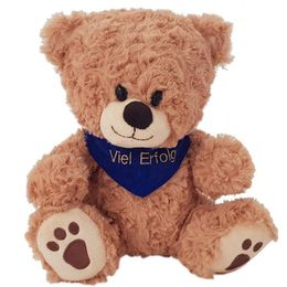 Heunec® Kuscheltier Bär, sitzend mit blauem Halstuch, mit individuell bestickbarem Halstuch, blau|braun