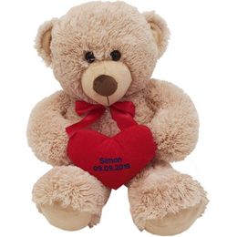 Heunec® Kuscheltier Bär, 70 cm, mit individuell bestickbarem Herz, beige|braun|rot