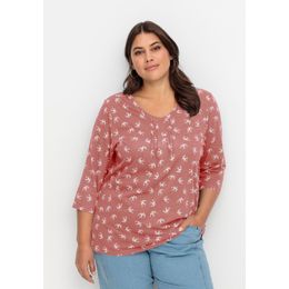 sheego Große Größen: 3/4-Arm-Shirt in leichter A-Linie, mit Schwalbenprint, rosa bedruckt, Gr.40