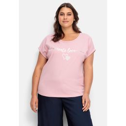 sheego Große Größen: Jerseyshirt mit Glitzer-Frontprint, rosa bedruckt, Gr.50