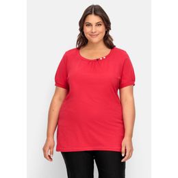 sheego Große Größen: Longshirt mit Zierknöpfen am Ausschnitt, rot, Gr.50