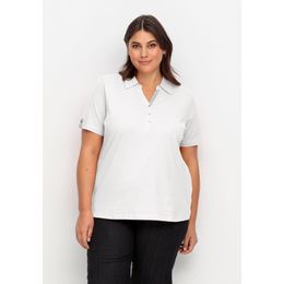 sheego Große Größen: Poloshirt mit kurzem Arm und Kontrastdetails, weiß, Gr.54