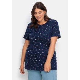 sheego Große Größen: Shirt mit Minimal-Alloverprint, nachtblau bedruckt, Gr.54