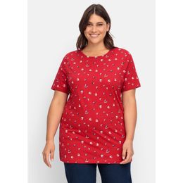 sheego Große Größen: Shirt mit Minimal-Alloverprint, rot bedruckt, Gr.42