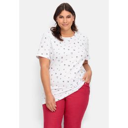 sheego Große Größen: Shirt mit Minimal-Alloverprint, weiß bedruckt, Gr.44