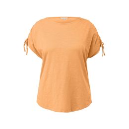 TRIANGLE Große Größen: Shirt mit Raffungen am Ärmel, aus Flammgarn-Jersey, orange, Gr.52
