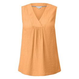 TRIANGLE Große Größen: Ärmellose Crêpe-Bluse mit V-Ausschnitt, orange, Gr.54
