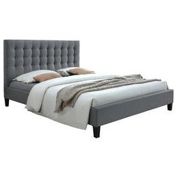 Miliboo Design-Bett gepolstert Stoff Hellgrau 160 x 200 cm DANAE