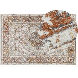 Beliani - Orientteppich Beige und Braun synthetisches Material 200 x 300 cm Orientalisches Muster Jute Rückseite Vintage Traditionell - Beige