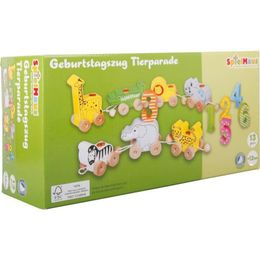 VEDES Großhandel GmbH - Ware - SpielMaus Holz Geburtstagszug Tierparade, 13-teilig