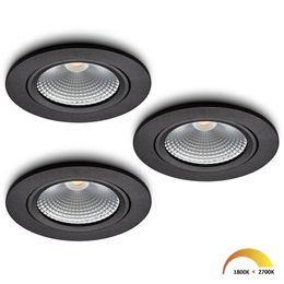 Ledisons - LED-Einbaustrahler - Set 3 Stück Cormo schwarz 5 W dim-to-warm - Spots Küche