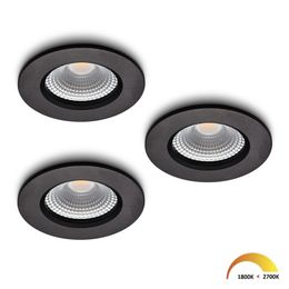 Ledisons - LED-Einbaustrahler - Set 3 Stück Udis schwarz 5 W dim-to-warm - Spots Küche