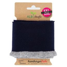 ALB Stoffe Albstoffe Bio-Strickbündchen "Cuff Me Frill", marine/silber, 1,4 m