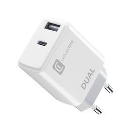cellularline CELLULAR LINE Dual Charger Schnellladegerät Apple 20 W, Weiß