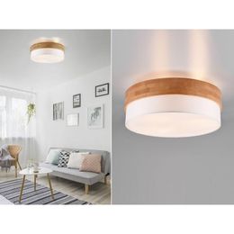 meineWunschleuchte - led Deckenleuchte, Holzlampe mit Stoffschirm Weiß ø 50cm