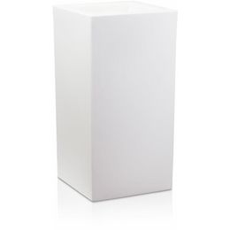 Decoras Pflanzkübel torre 80 Kunststoff Blumenkübel, 40x40x80 cm (l/b/h), Farbe: weiß matt - weiß
