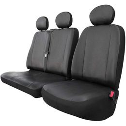 Auto Sitzbezüge universal Größe, 1+2 Sitzbezug Schonbezüge aus Kunstleder schwarz - WOLTU