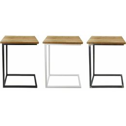 Natural Goods Berlin - Beistelltisch c-form, Laptoptisch aus Metall und Holz, Couchtisch, Nachttisch, Echtholz Eiche, praktische Ablage - Industrial,