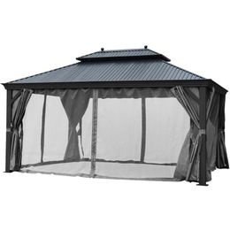 Jet-Line Alu Garten Pavillon damaskus 3x3,65 m mit festem Aludach Pergola