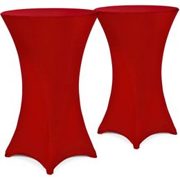 2x Stehtisch Hussen ø 60-65 / 70-75 / 80-85 cm Farbwahl Stretch Bistrotisch Überzüge 60Ø, 2er Set bordeaux - Detex