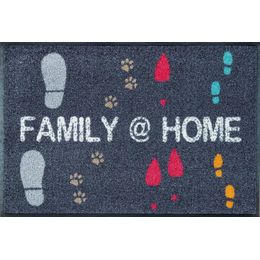 Fußmatte Family @ Home, wash+dry by Kleen-Tex, rechteckig, Höhe: 9 mm, Schmutzfangmatte, mit Spruch, In- und Outdoor geeignet, waschbar, bunt