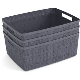curver Organizer (Set, 3 St), Aufbewahrungsbox, Tragegriff,stapelbar, 100% Recyclingmaterial,12 L, grau