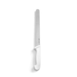 HENDI Brotmesser Wellenschliff, Kunststoffgriff weiß, Langes Küchenmesser mit Wellenschliff, 1 Messer, Klingenlänge: 25 cm