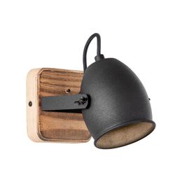 Brilliant Lampe, Crowton Wandspot kohlenschwarz/holz, Metall/Holz, 1x PAR51, GU10, 6W,Reflektorlampen (nicht enthalten)