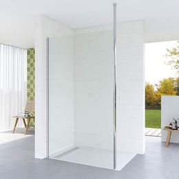 Aquabatos - Walk in Dusche Duschabtrennung Begehbare Duschwand Glas Bodengleich Glasduschwand Glastrennwand Barrierefrei Sicherheitsglas 8 mm