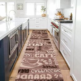 Küchenteppich Teppichläufer Coffee Modern Kaffee Design in Braun Beige Teppich für Lounge oder Küche,200x280 cm