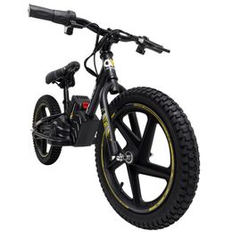 Actionbikes Motors Elektro-Laufrad, 16 Zoll, Kinder-Balance-Bike m. 250 Watt, Scheibenbremsen, 3 Geschwindigkeitsstufen (Gelb)