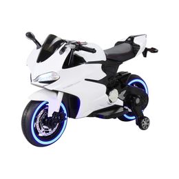 Actionbikes Motors Kindermotorrad 1299SS, Elektromotorrad, Soft-Start, LED-Leuchten, Soundmodul, Stoßdämpfer, 70 Watt (Weiß)