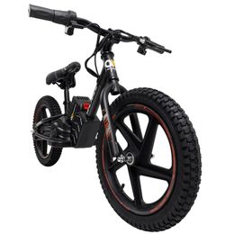 Actionbikes Motors Elektro-Laufrad, 16 Zoll, Kinder-Balance-Bike m. 250 Watt, Scheibenbremsen, 3 Geschwindigkeitsstufen (Rot)