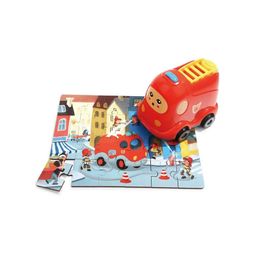 TOPBRIGHT Wooden Jigsaw Puzzle Fire Department with Fire Truck Holz