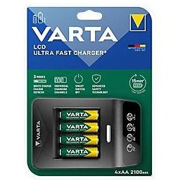 Varta Batterieladegerät Ultra Fast und 4 wiederaufladbare AA-Batterien