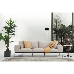 JVmoebel 3-Sitzer Dreisitzer Sofa 3 Sitzer Sofas Beige Stoff Wohnzimmer Luxus Modern Neu