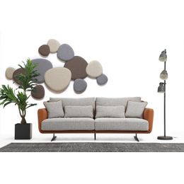 JVmoebel 2-Sitzer Zweisitzer Sofa 2 Sitzer Stoff Orange Modern Design Wohnzimmer Grau