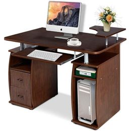 Costway Computertisch, mit Tastaturauszug Druckerablage und 2 Schubladen