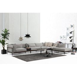 JVmoebel Ecksofa Ecksofa L-Form Sofa Grau Modern Stoff Design Wohnzimmer Polyester XXL