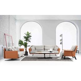 JVmoebel Wohnzimmer-Set Komplette Couchgarnitur Sofagarnitur Sofa 321 Sitzer Stoff Orange