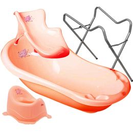 Maltex Babybadewanne 3 Teile SET – Elefant Rosa + Ständer Grau -Baden