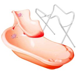 Maltex Babybadewanne 2 Teile SET – Elefant Rosa + Ständer Weiß -Baden Wanne 84 cm