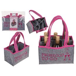 Out of the Blue Flaschenträger Grau/ Pinke Filz-Flaschentzräger Tasche "Prosecco To Go" (1-St)