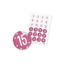 itenga Aufkleber itenga 24x Zahlensticker Z41 Sterne 1-24 Beere / Weiß