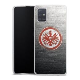 DeinDesign Handyhülle Eintracht Frankfurt SGE Logo Eintracht Logo Scratched, Samsung Galaxy A51 Slim Case Silikon Hülle Ultra Dünn Schutzhülle, weiß