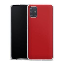 DeinDesign Handyhülle Rot einfarbig Farbe Karminrot, Samsung Galaxy A51 Slim Case Silikon Hülle Ultra Dünn Schutzhülle, weiß
