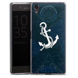 DeinDesign Handyhülle Anker Landkarte Segeln Sailors Style, Sony Xperia X Slim Case Silikon Hülle Ultra Dünn Schutzhülle, weiß
