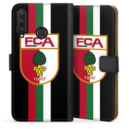 DeinDesign Handyhülle FC Augsburg FCA Offizielles Lizenzprodukt FC Augsburg Streifen, Huawei Y6p Hülle Handy Flip Case Wallet Cover Handytasche Leder